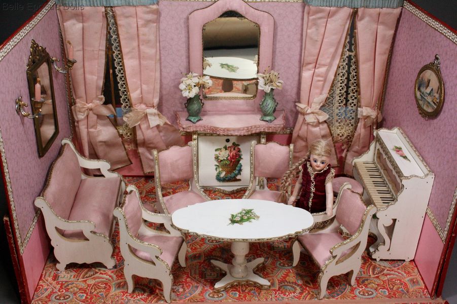 Antique Dolls Houses & Rooms / Elegant Antique French Miniature Folding ...