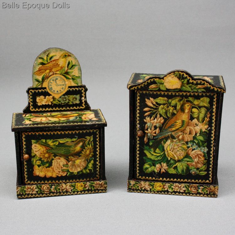 Antique Dolls House Furniture / Rare Marvelous Lithographed-Paper-Over ... Antique Dolls House Furniture / Rare Marvelous Lithographed-Paper-Over ...