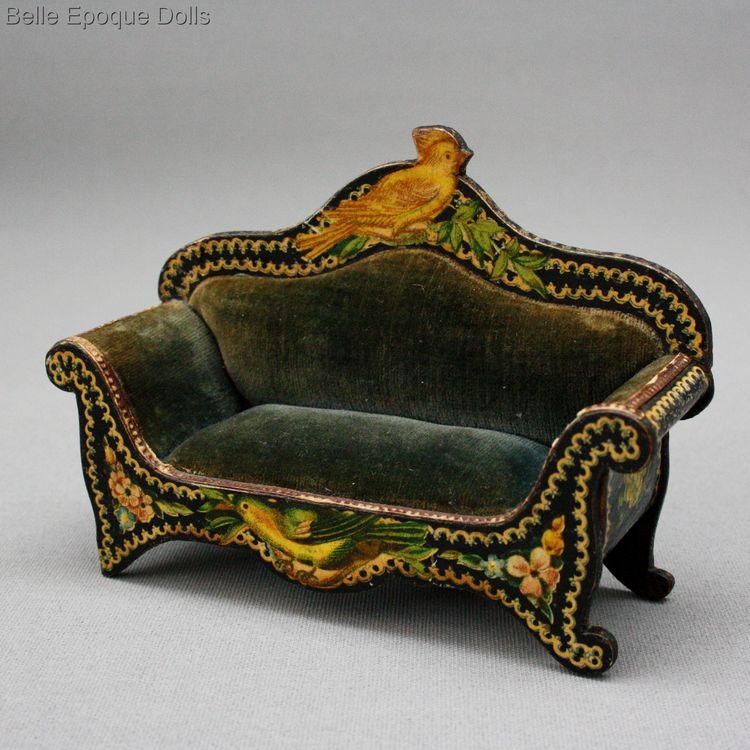 Antique Dolls House Furniture / Rare Marvelous Lithographed-Paper-Over ... Antique Dolls House Furniture / Rare Marvelous Lithographed-Paper-Over ...
